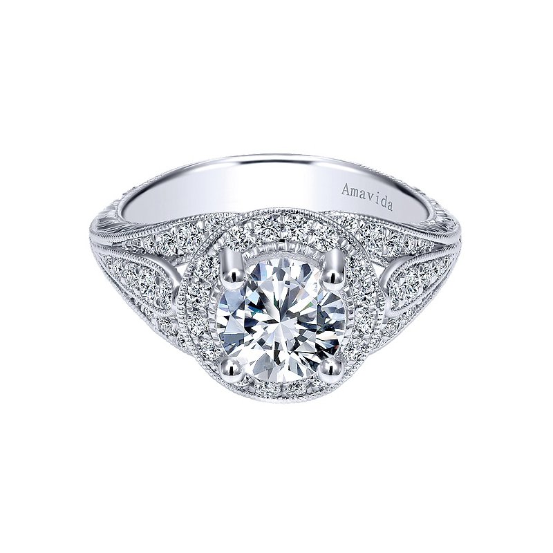 Gabriel NY Platinum Round Halo Engagement Ring from the Amavida ...