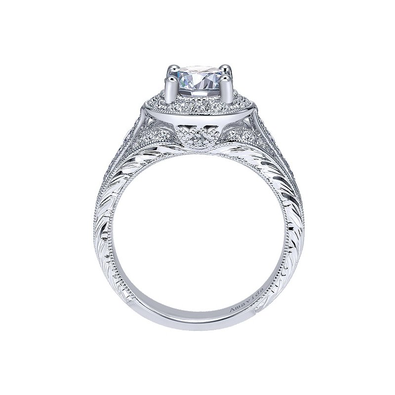 Gabriel NY Platinum Round Halo Engagement Ring from the Amavida ...