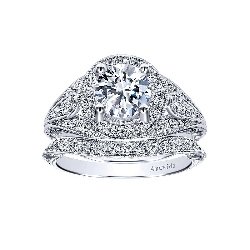 Gabriel NY Platinum Round Halo Engagement Ring from the Amavida ...