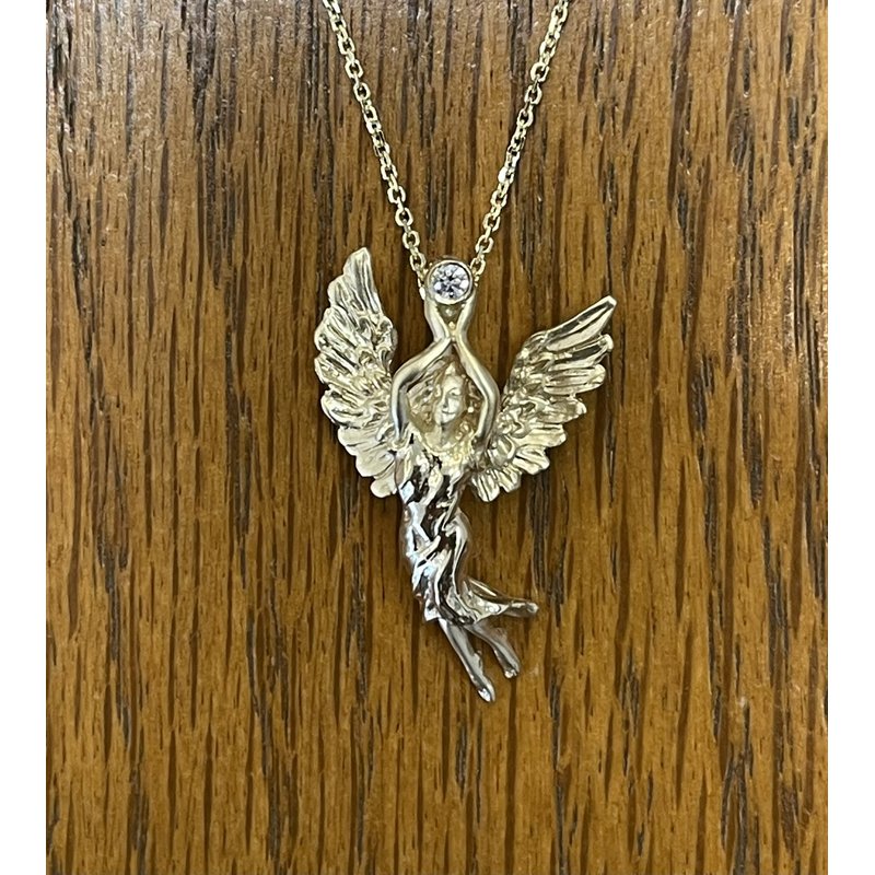 Signature Collection 14k Yellow Gold Diamond Angel Pendant 51810 ...
