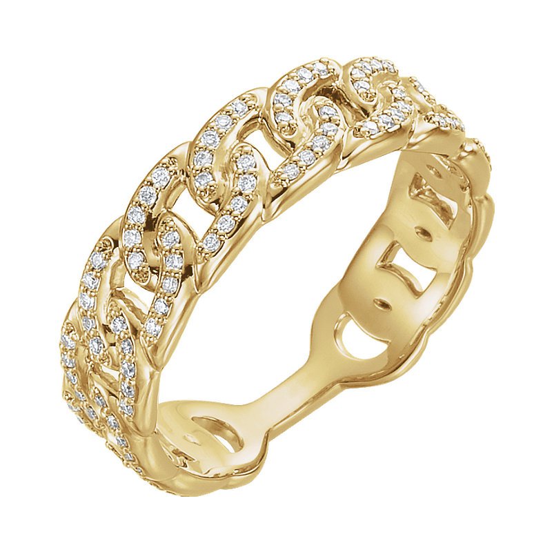 Signature Collection 14k Yellow Gold Interlocking Link Diamond Stack ...