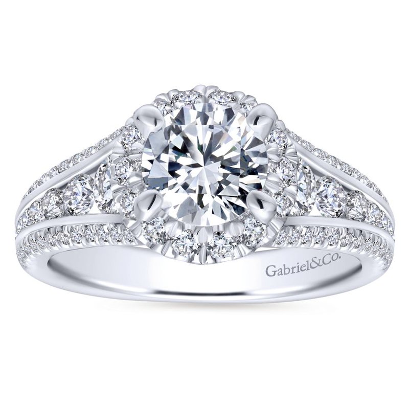Gabriel NY 14k White Gold Round Halo Engagement Ring by Gabriel NY ...