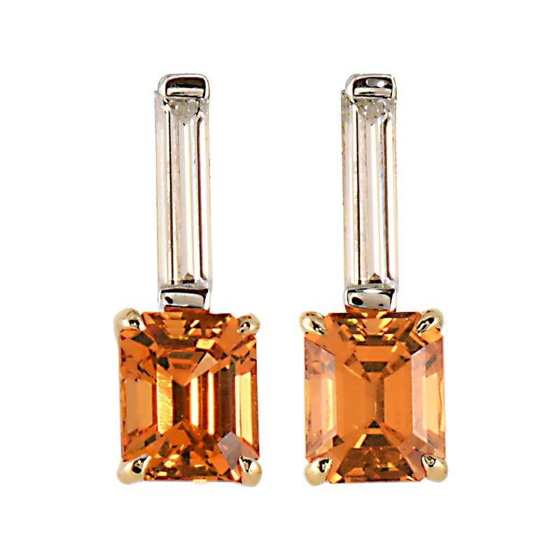 Devon Original Two Tone Mandarin Garnet and Diamond Drop Earrings 56925 - Devon Fine Jewelry