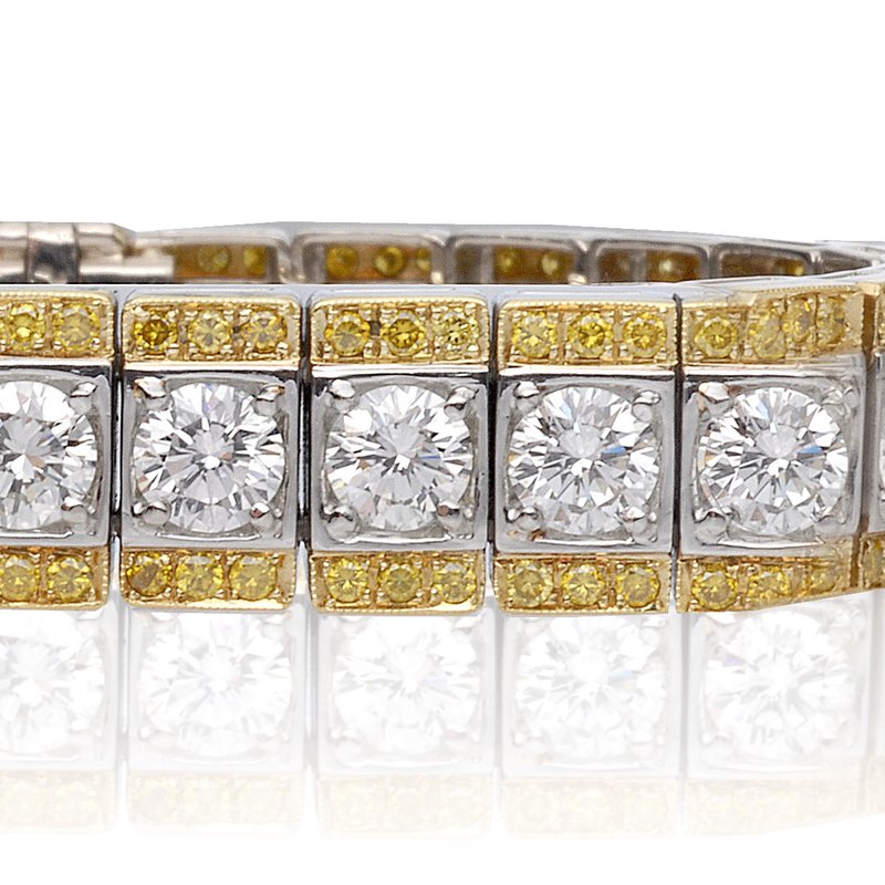 Superior Diamond Cutters Two Tone Bracelet with White and Yellow ...