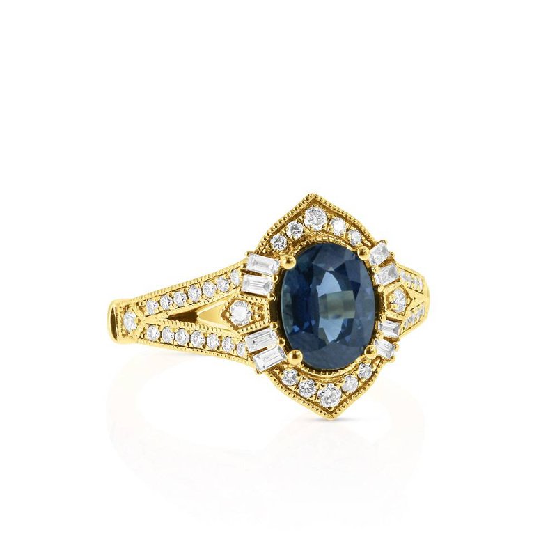 Yael Designs Fancy Halo Sapphire Ring 18KY 200-24202 - London Gold