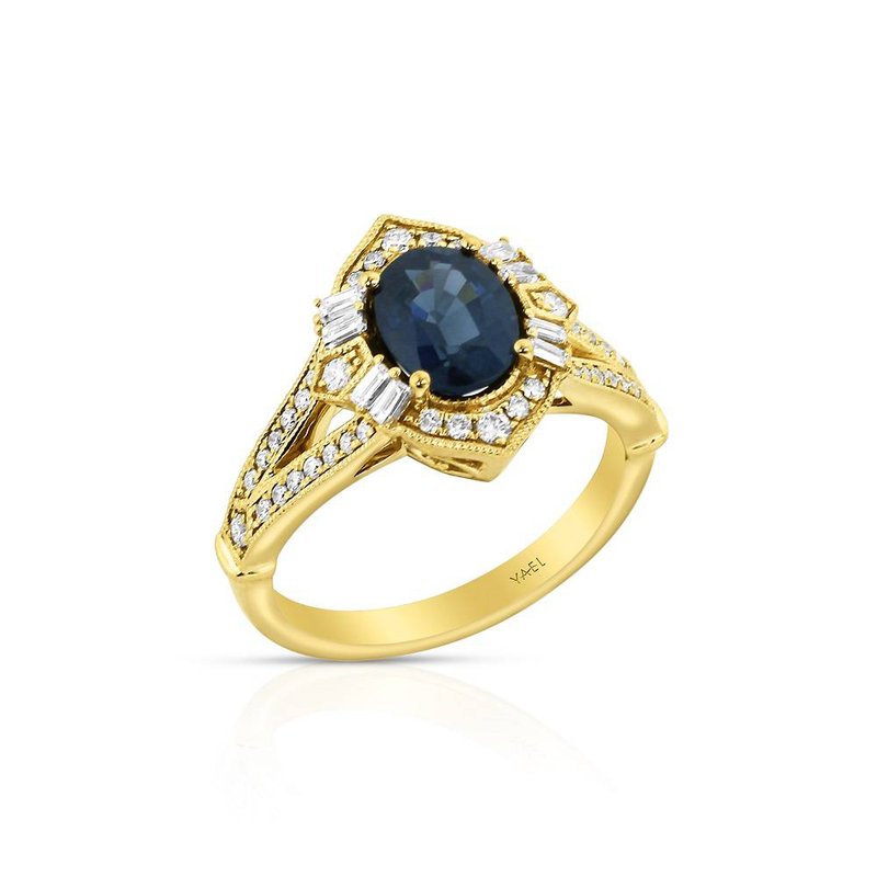 Yael Designs Fancy Halo Sapphire Ring 18KY 200-24202 - London Gold