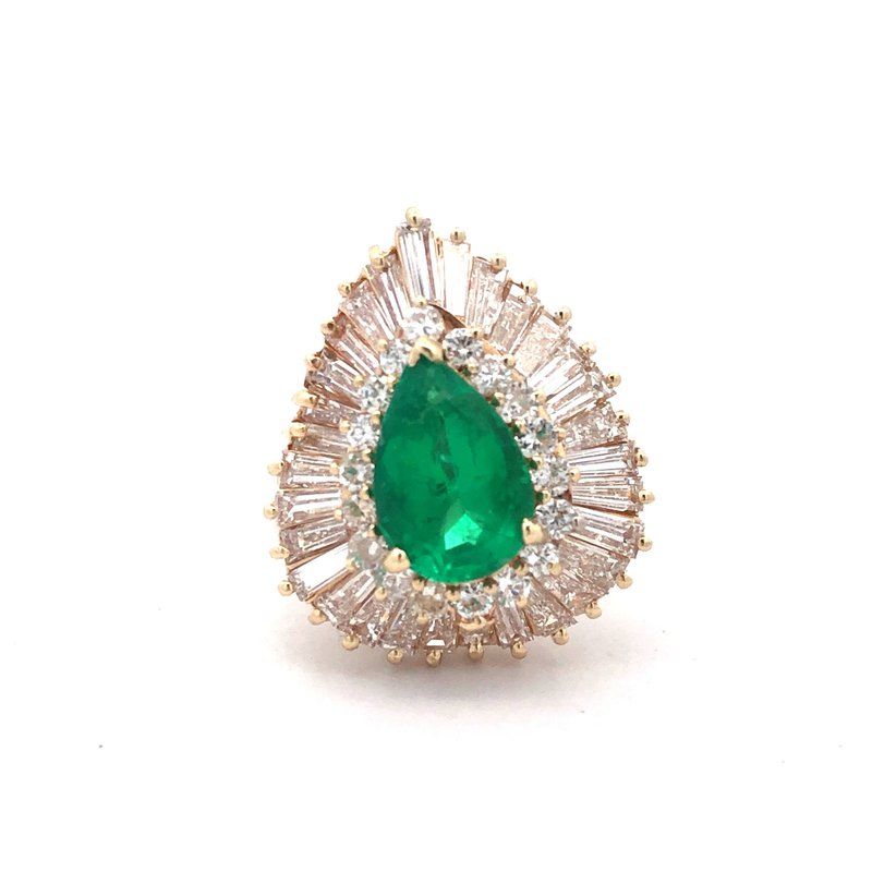 Cline Estate Emerald and Diamond Ballerina Ring 990-2174 - Cline Jewelers