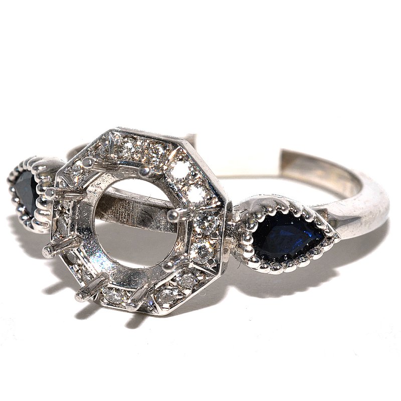 Windy City Signature 14K WG Halo 2PS Blue Sapp W051686 - Windy City ...