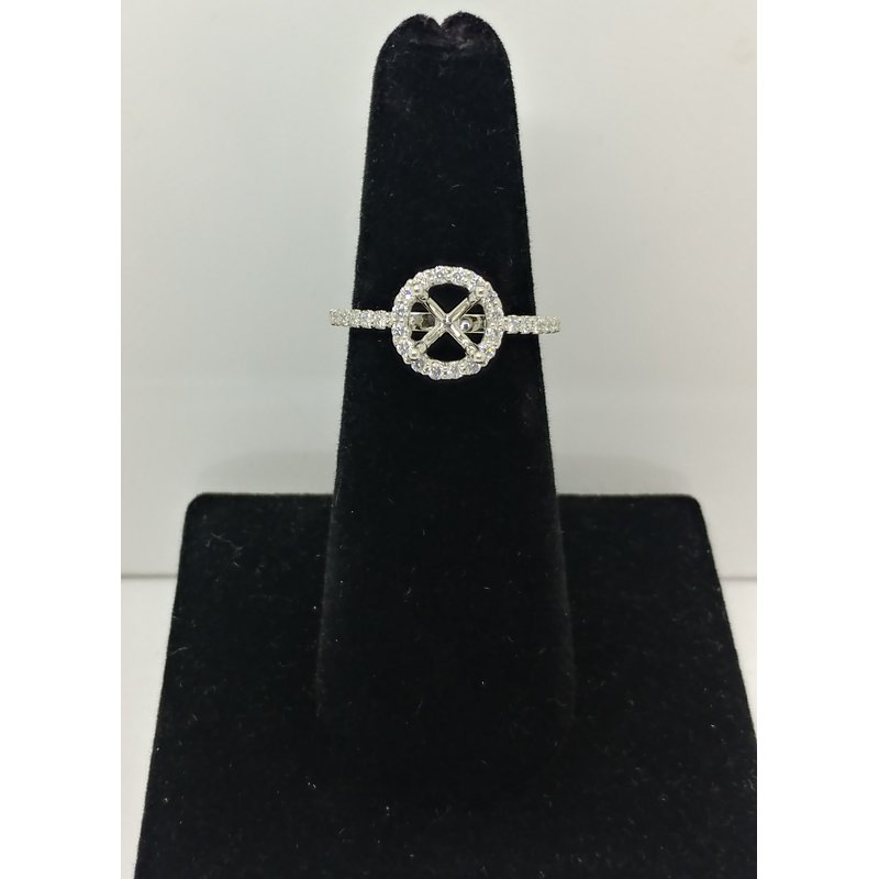 Windy City Signature 14k white gold diamond halo eng ring W118998 ...