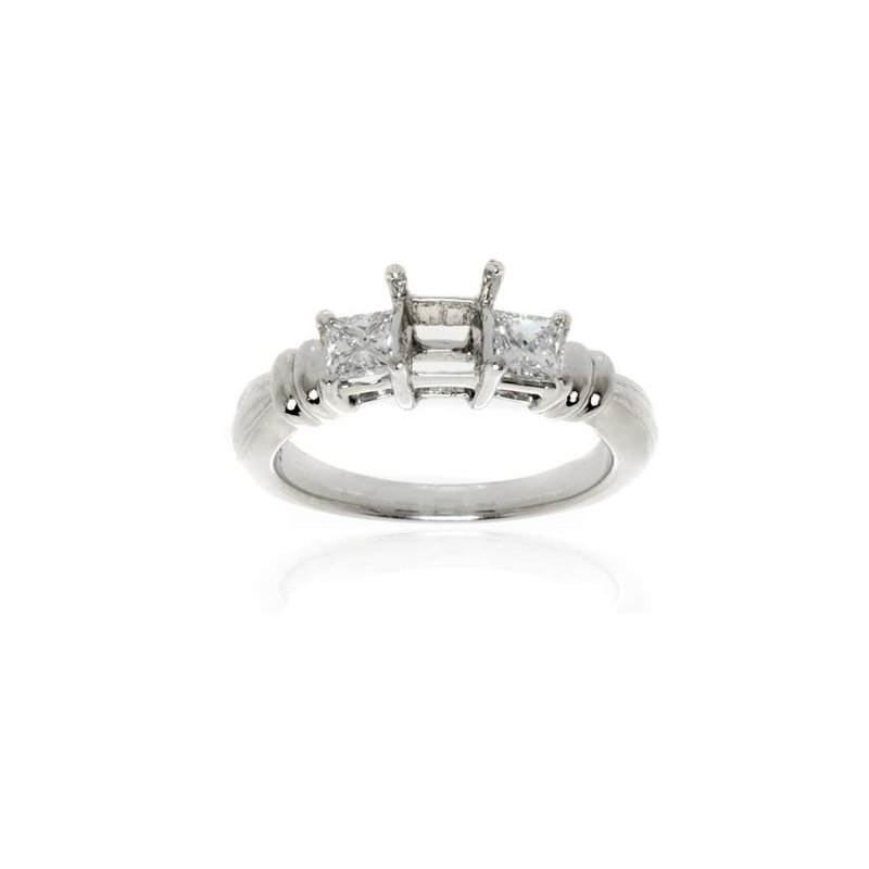 Platinum and Diamond Three Stone Semi-Mount Engagement Ring 434 - Neil ...